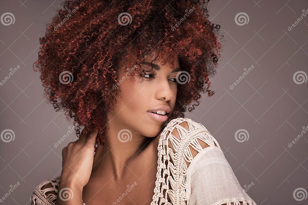 Beauty Portrait Of Girl With Afro Hairstyle Stock Image Image Of