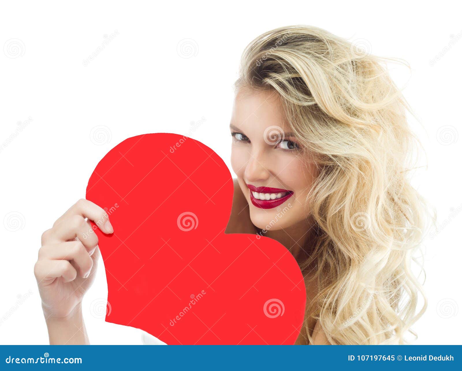 Woman Beauty Red Heart Valentine`s Love Stock Image Image Of Makeup