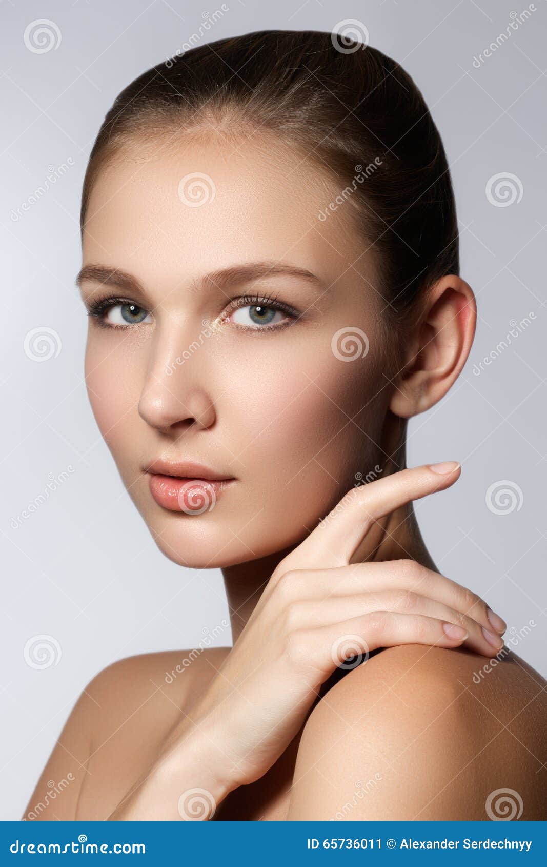 Beauty Portrait Beautiful Spa Woman Touching Her Face Perfect Fresh