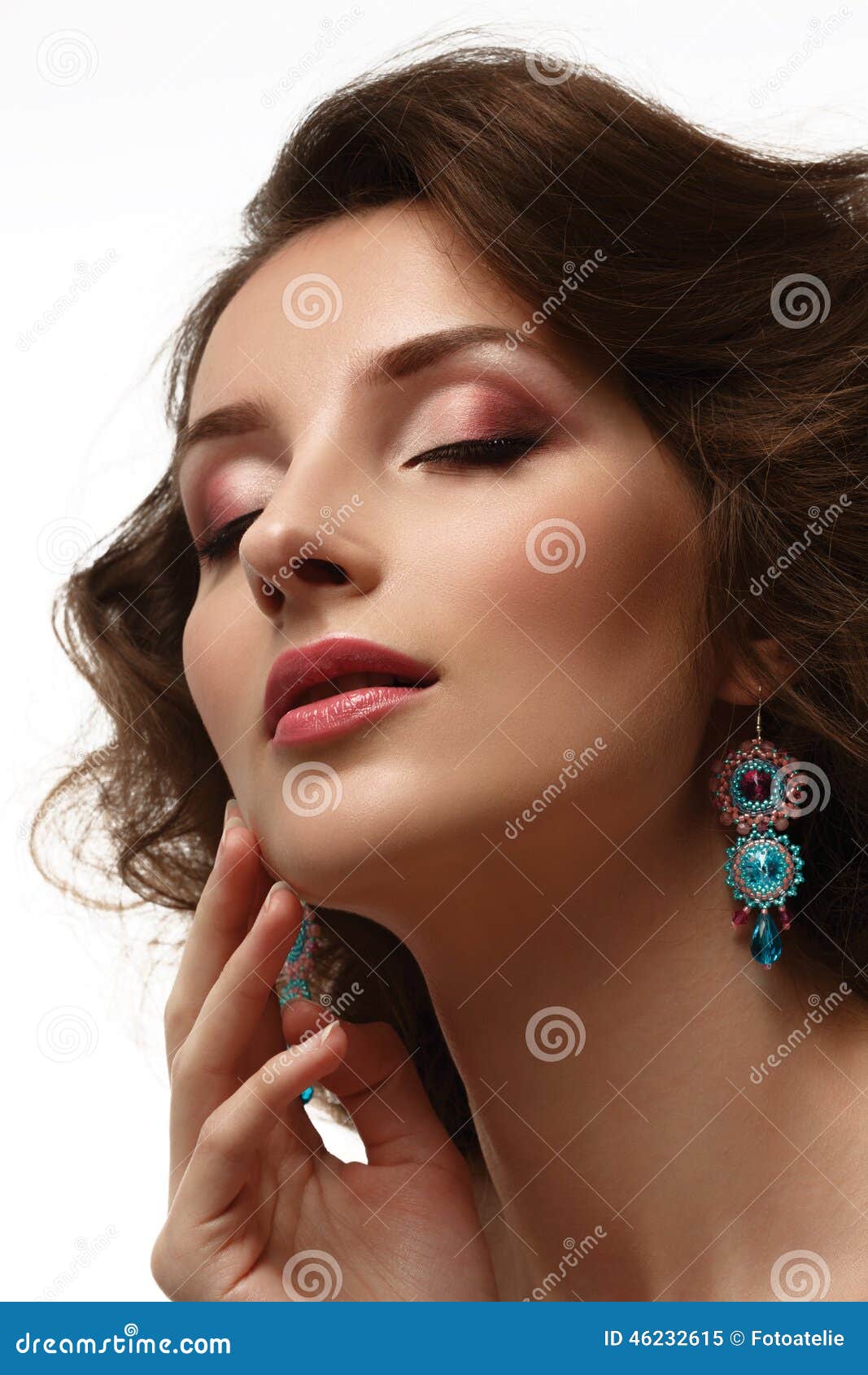 Beauty Portrait Beautiful Woman Touching Her Face Stock Image Image