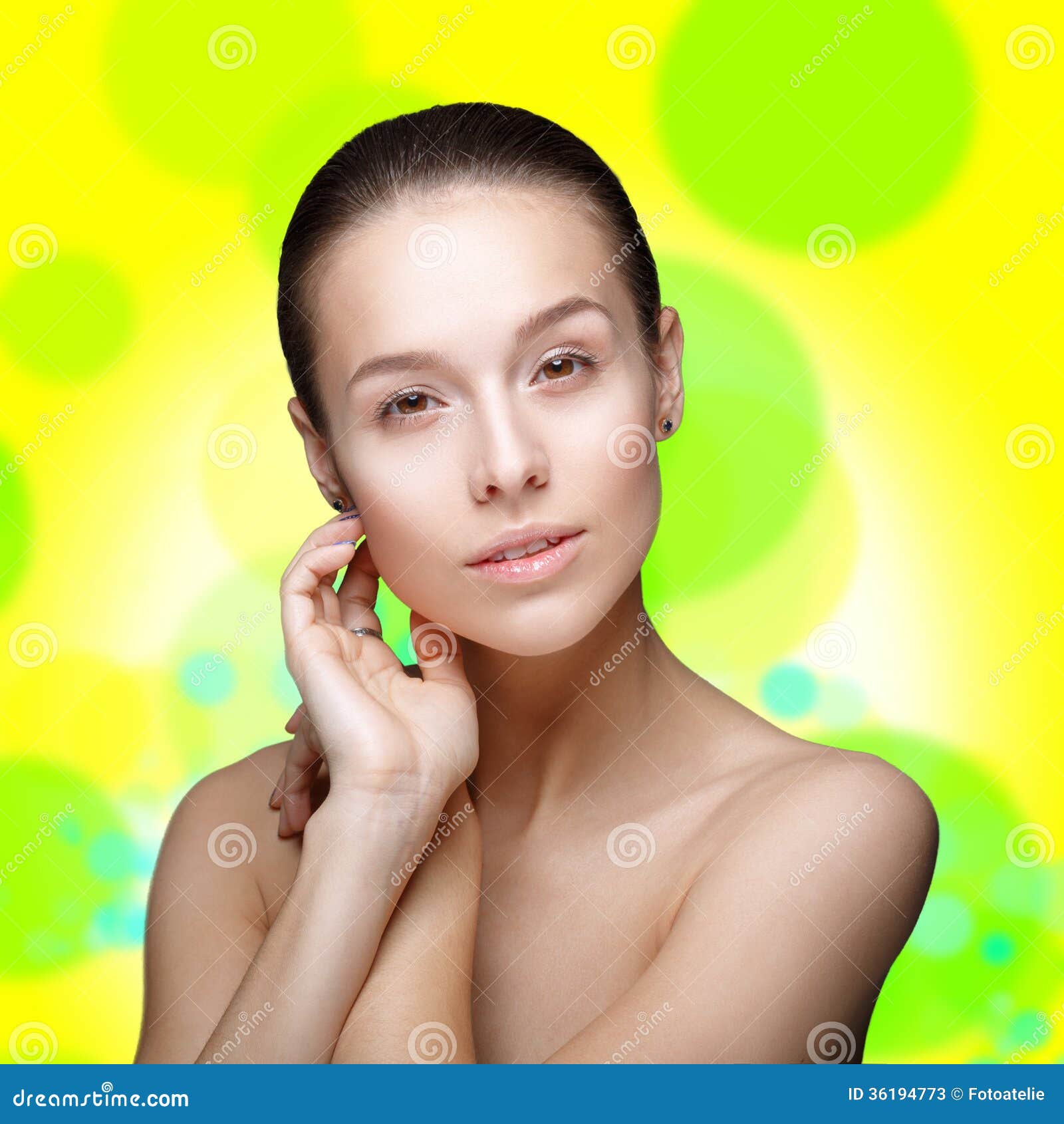 Beauty Portrait Beautiful Woman Touching Her Face Stock Image Image