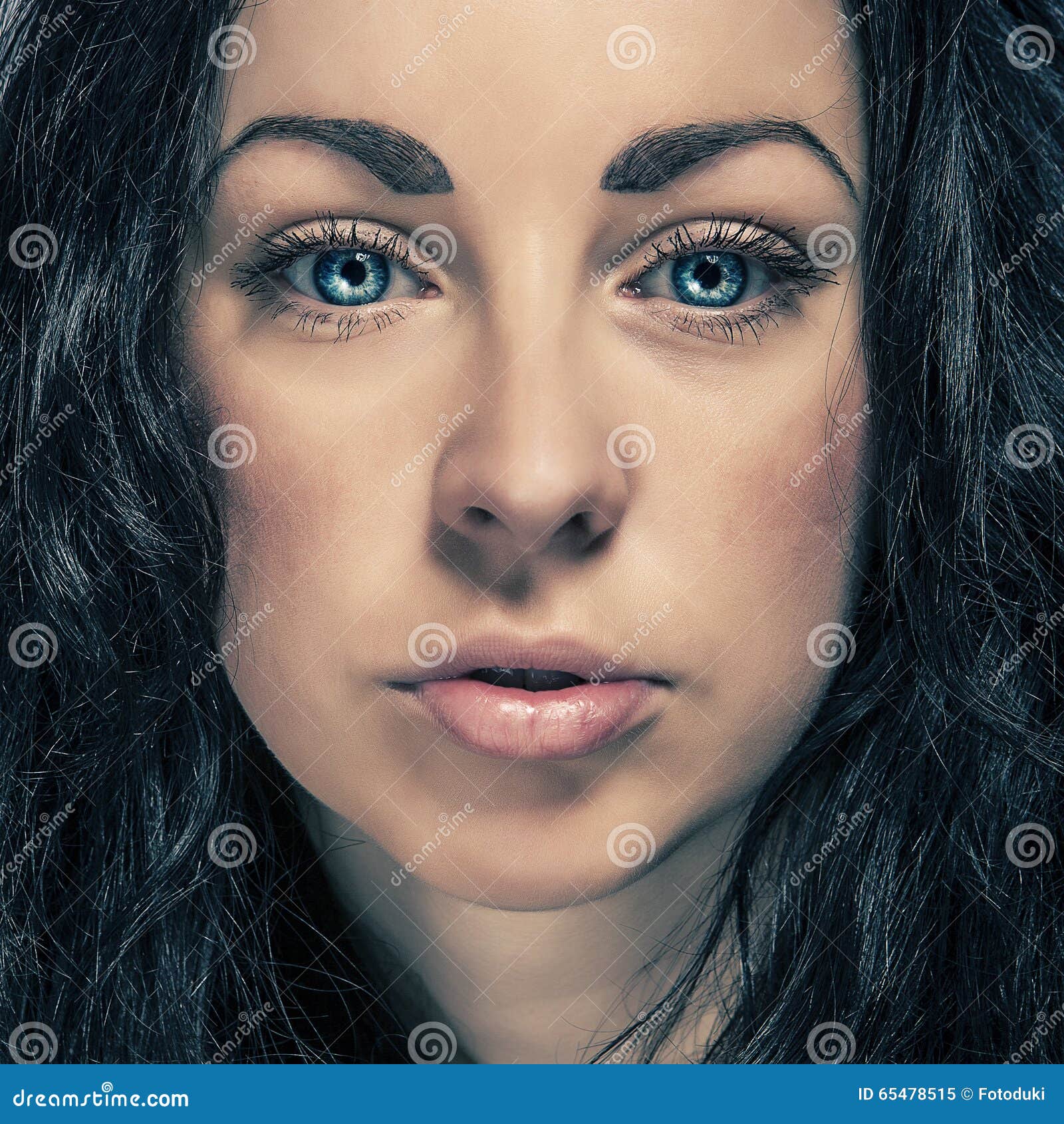 Beauty Portrait Brunette Girl With Blue Eyes Stock Image Image Of