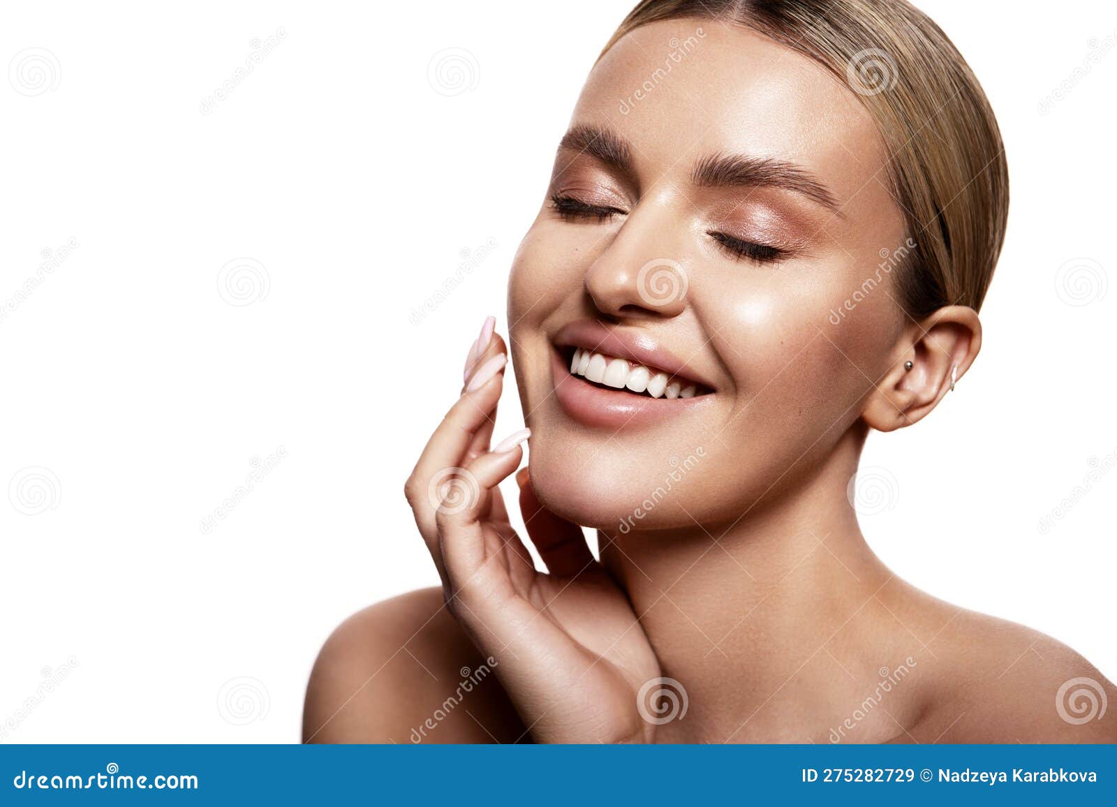 Beauty Portrait Of Model With Natural Make Up Fashion Shiny