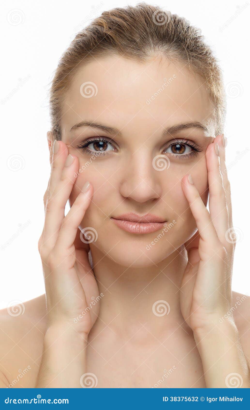 Beauty Portrait - Touching Her Face Stock Photo - Image of middle ...