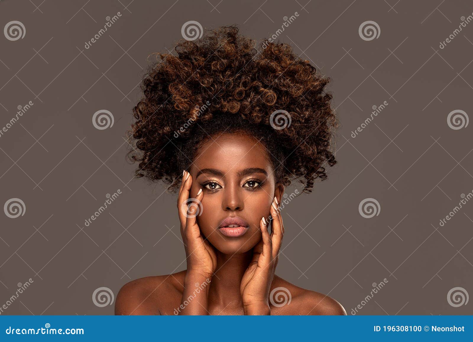 Beauty Portrait of Woman with Afro Stock Photo - Image of closeup ...