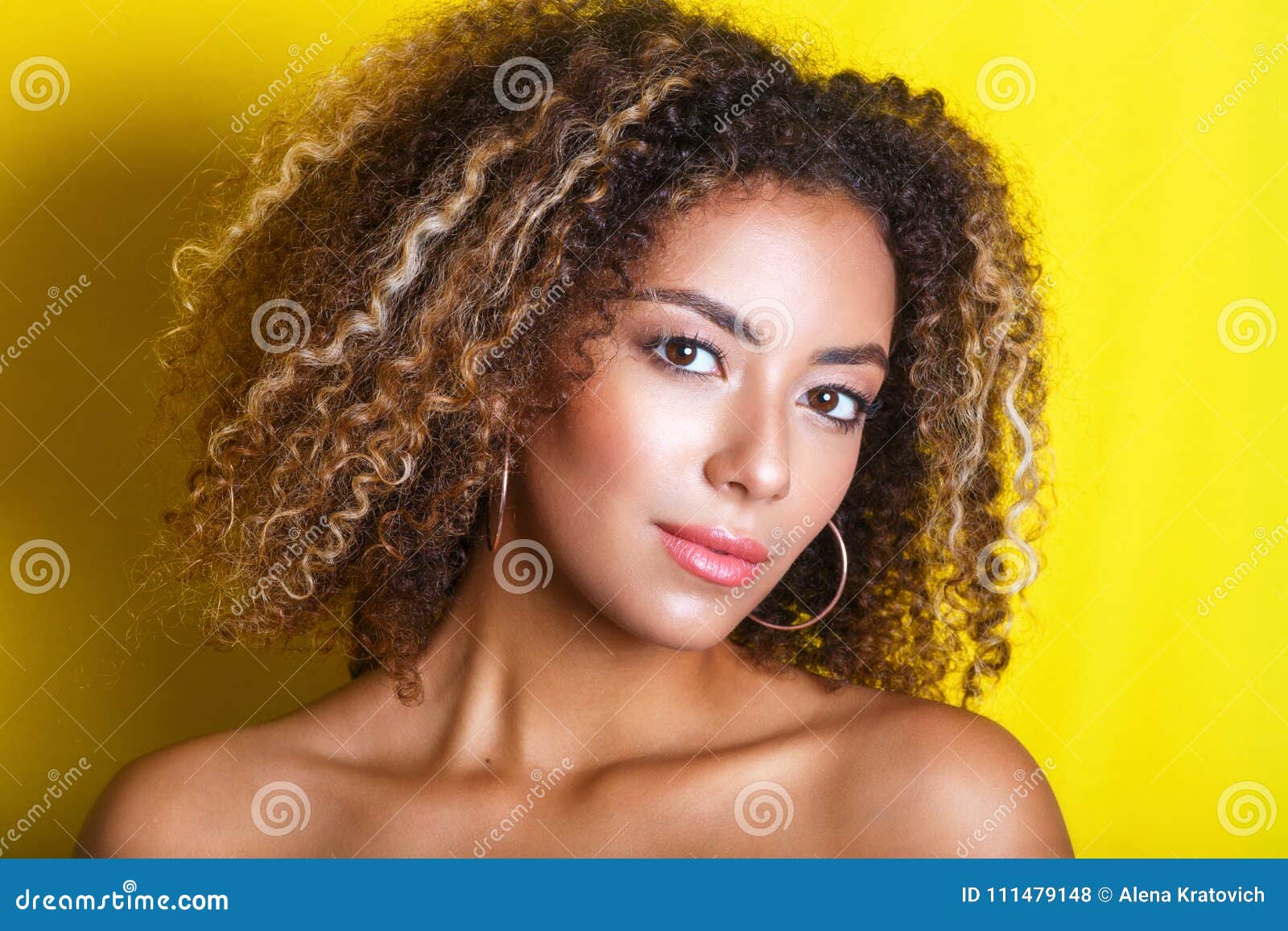 Beauty Portrait Of Young African American Girl With Afro Hairstyle