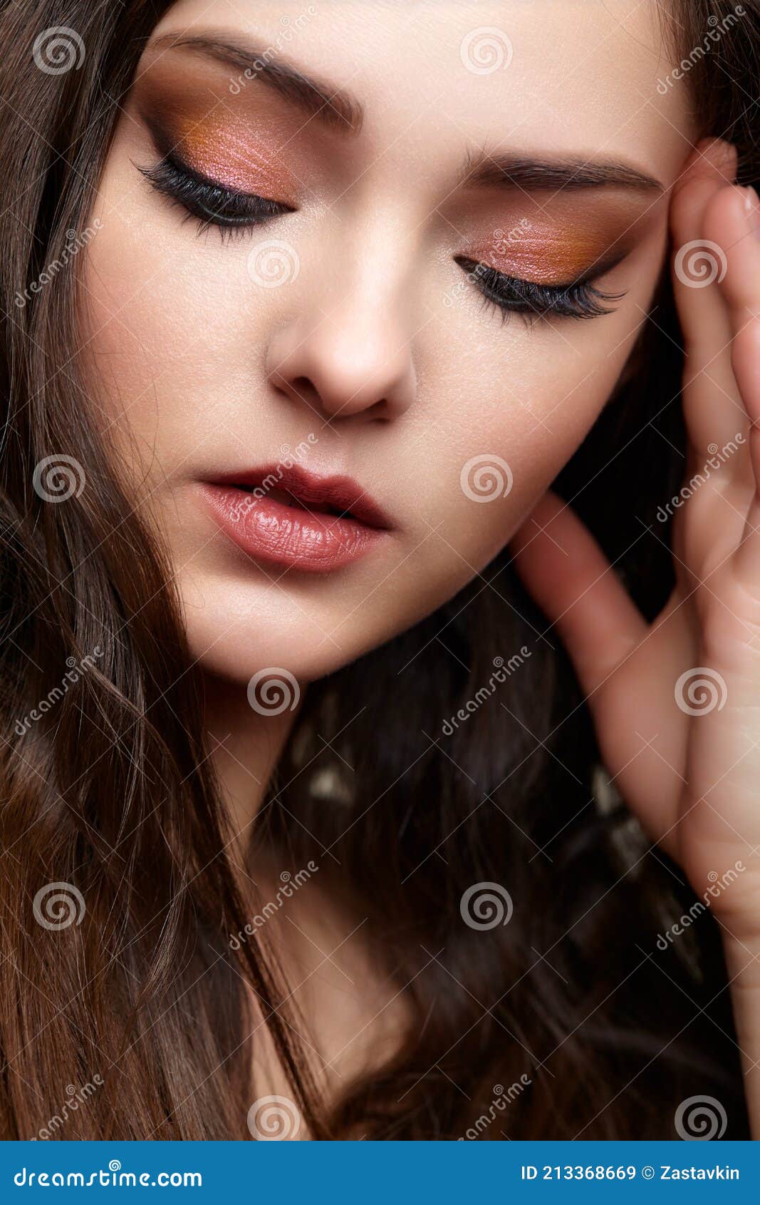 Beauty Portrait Of Young Woman Brunette Girl With Evening Female