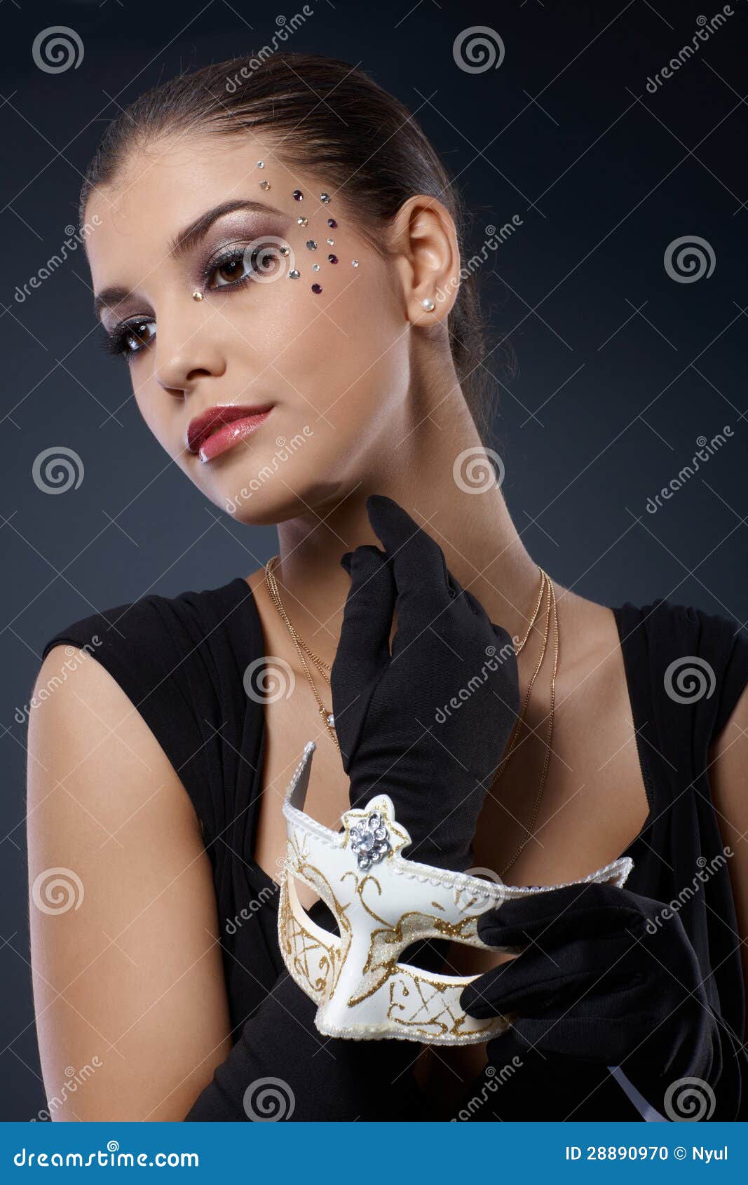 Beauty Posing with Carnival Mask Stock Photo - Image of female ...