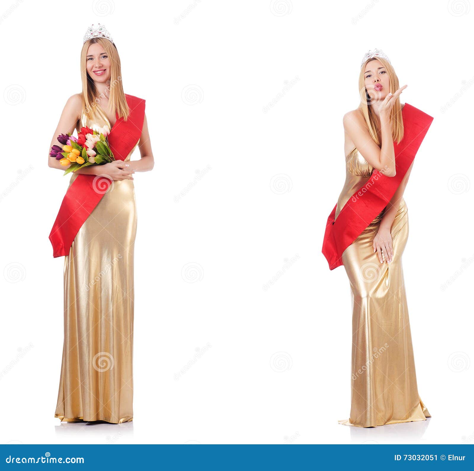 The Beauty Queen at Contest Isolated on White Stock Image - Image of ...
