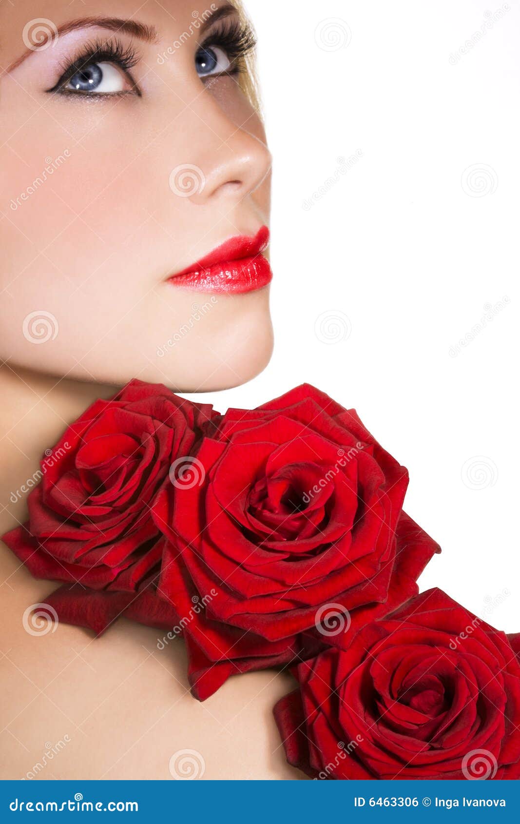 Beauty with red roses stock photo. Image of isolated, girl - 6463306
