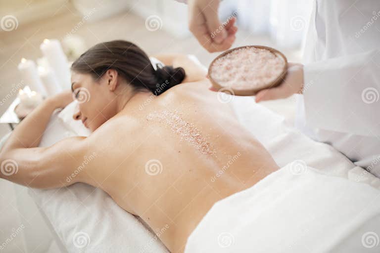 Beauty Rituals Closeup Of Relaxed Indian Woman Having Massage With Sea Salt Stock Image Image