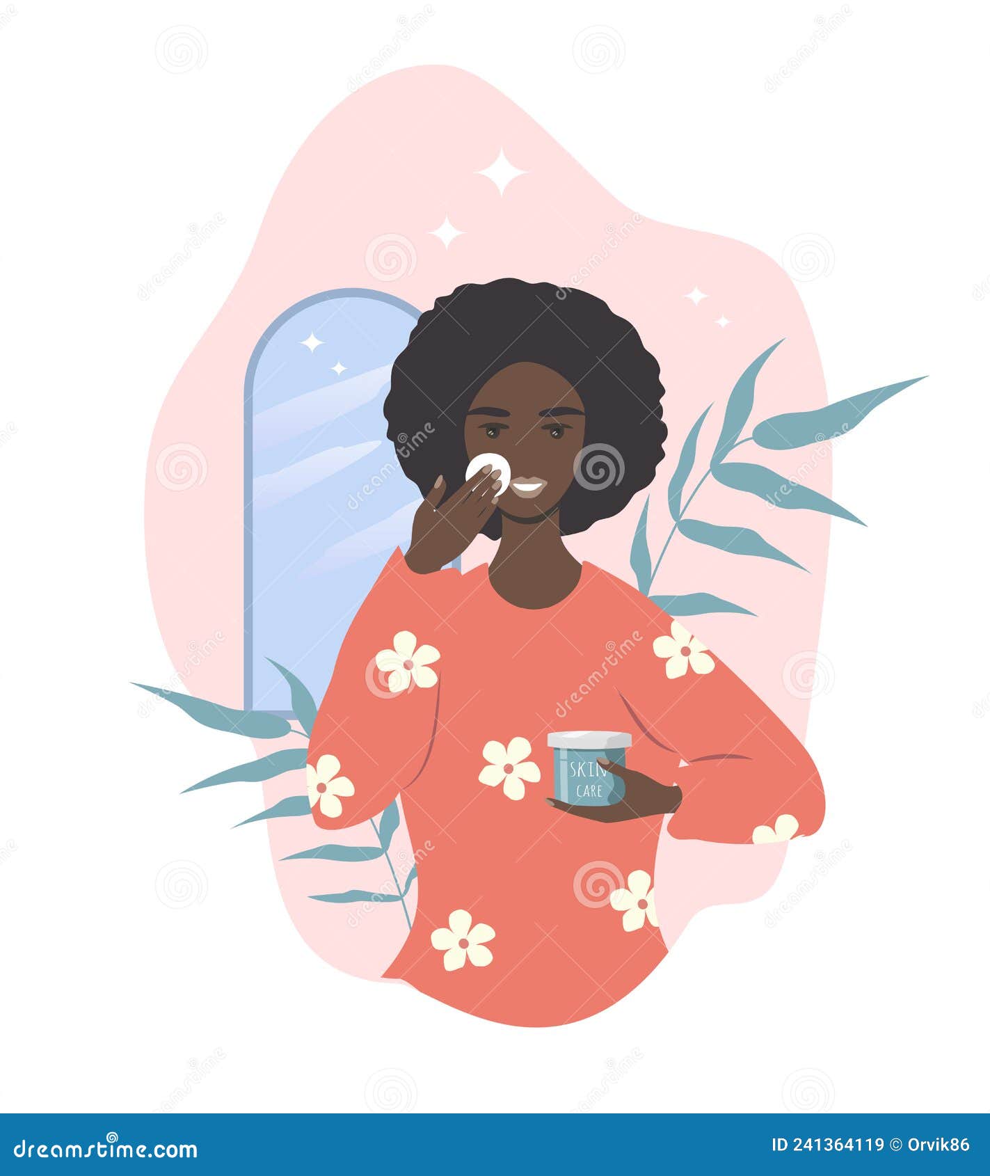 Hand Drawn Illustration in Flat Style on the Theme of Beauty Routine ...