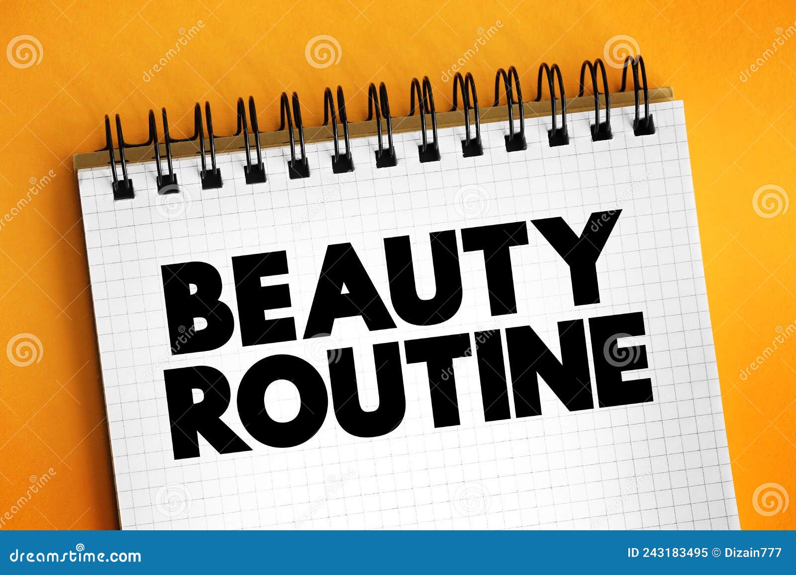 Beauty Routine Text on Notepad, Concept Background Stock Image - Image ...
