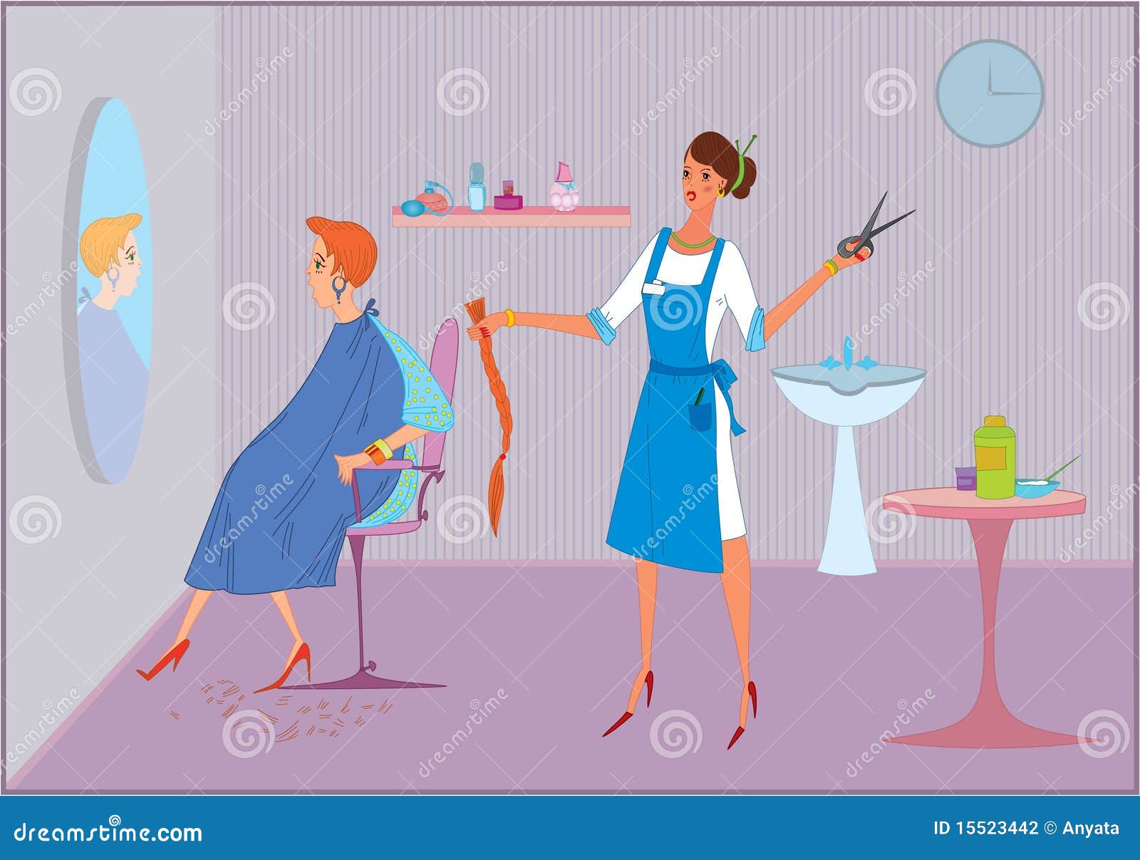 Beauty salon bad haircut stock vector. Illustration of fashion - 15523442