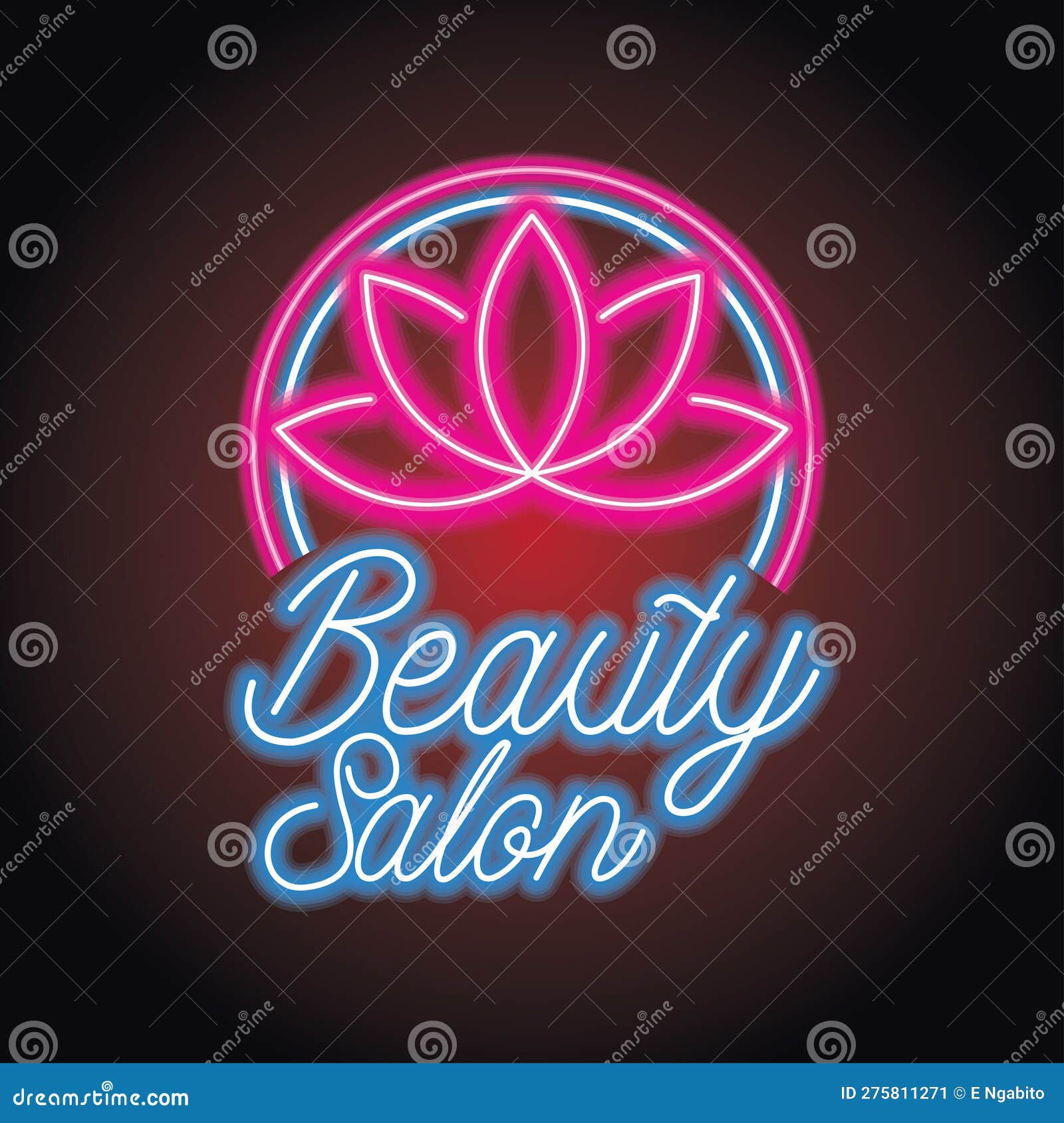 Beauty Salon Logo with Neon Light Effect. Vector Illustration Stock ...