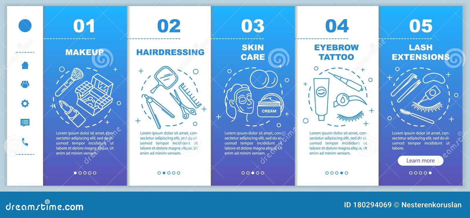 Beauty Salon Services Onboarding Mobile Web Pages Vector Template ... Beauty Salon Services Onboarding Mobile Web Pages Vector Template ...