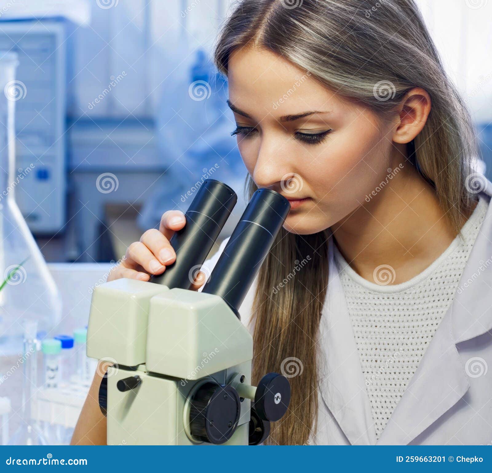 Beauty Scientist in Chemical Laboratory Stock Image - Image of looking ...