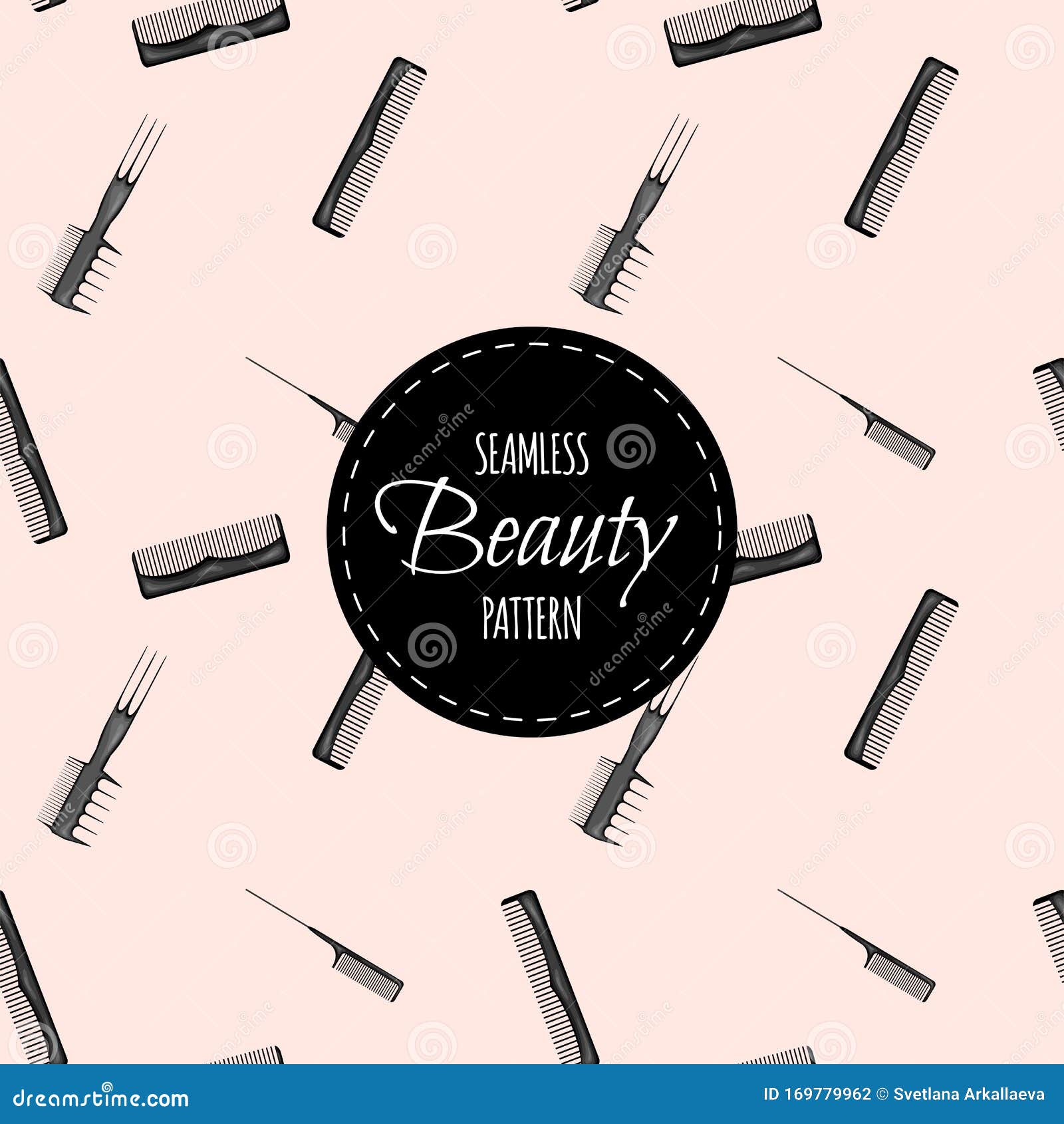 Beauty Seamless Pattern with Combs. Cartoon Style Stock Illustration ...
