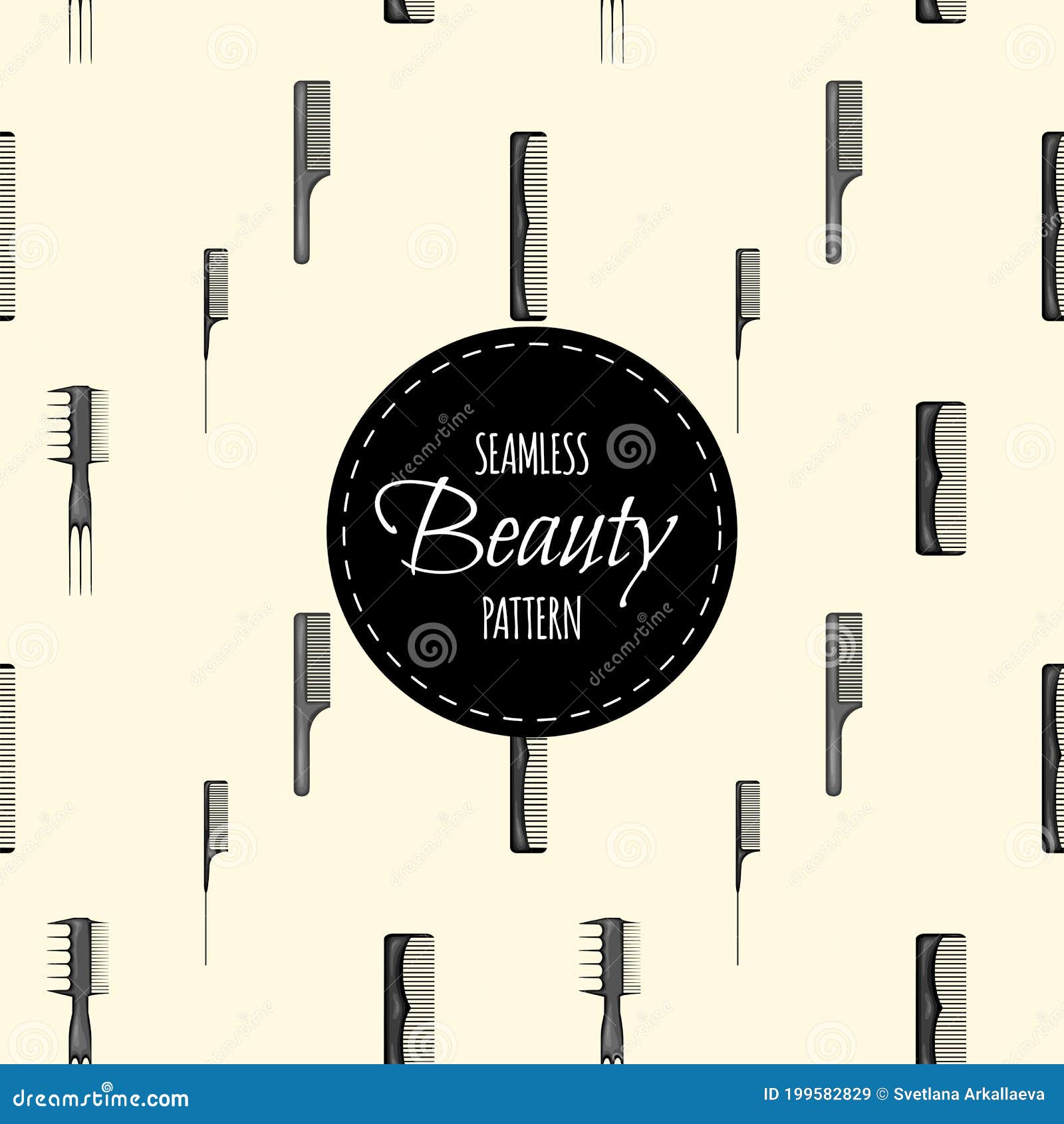 Beauty Seamless Pattern with Combs. Cartoon Style. Vector Illustration ...
