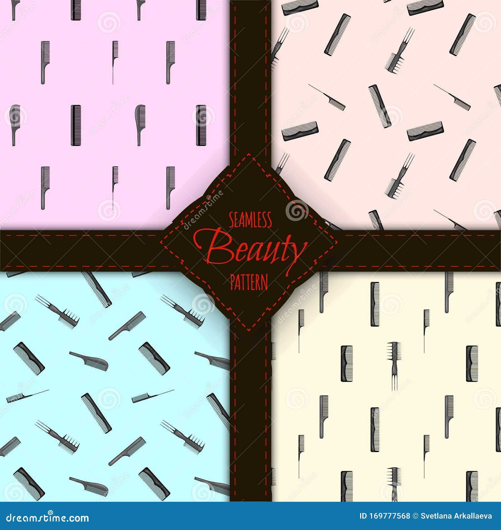 Beauty Seamless Pattern with Combs. Cartoon Style Stock Illustration ...