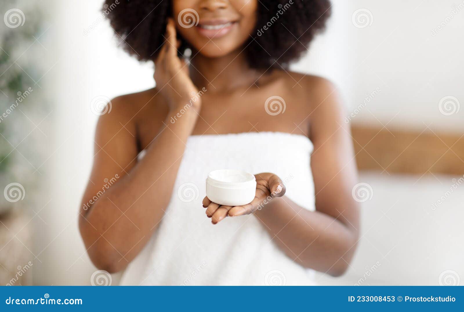 Beauty Skin Procedure Concept Closeup View Of Young Black Woman