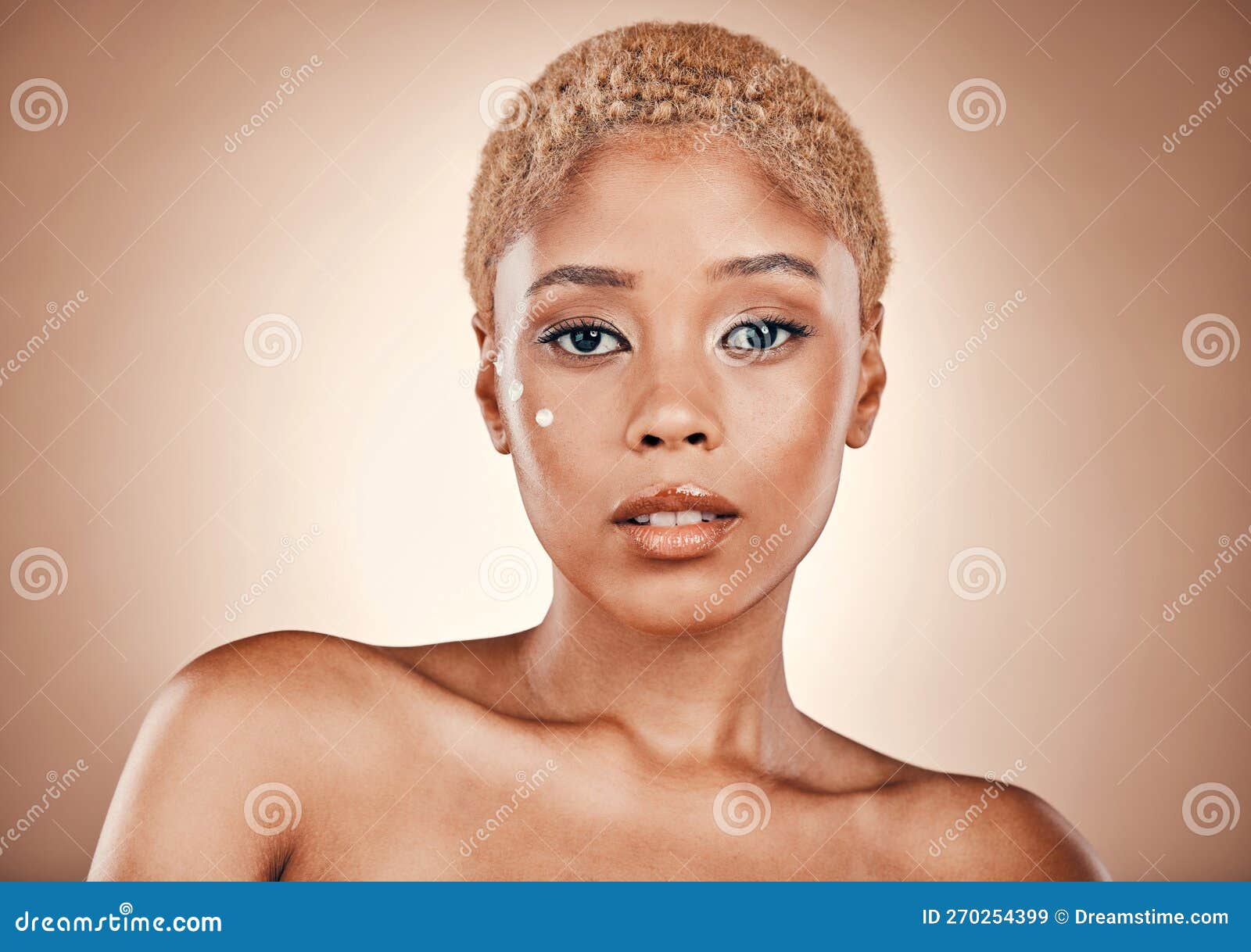 Beauty Skincare And Portrait Of Black Woman With Cream On Face In