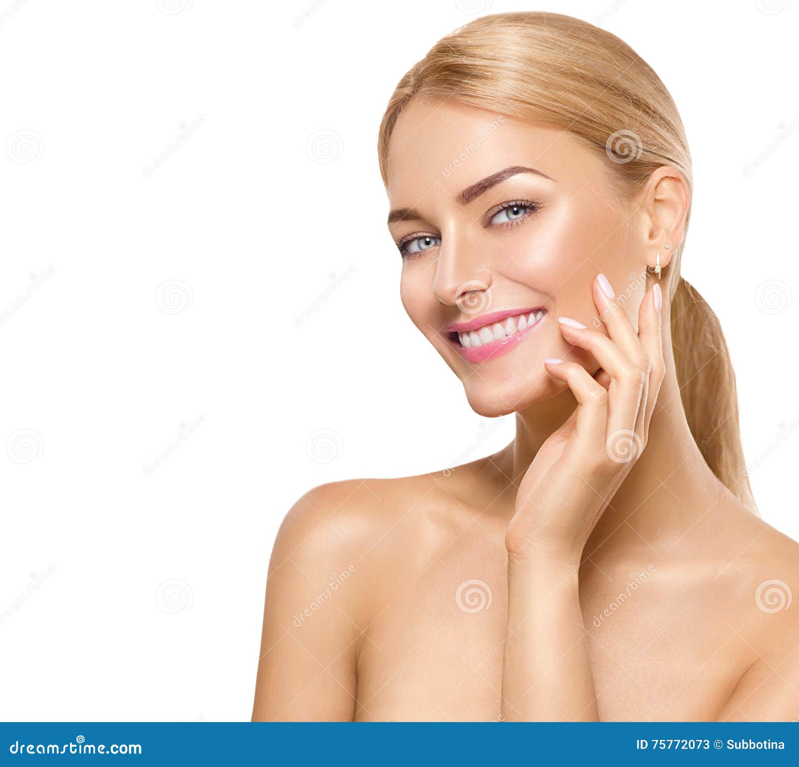 Beauty Spa Model Girl Touching Face Stock Image - Image of fashion ...