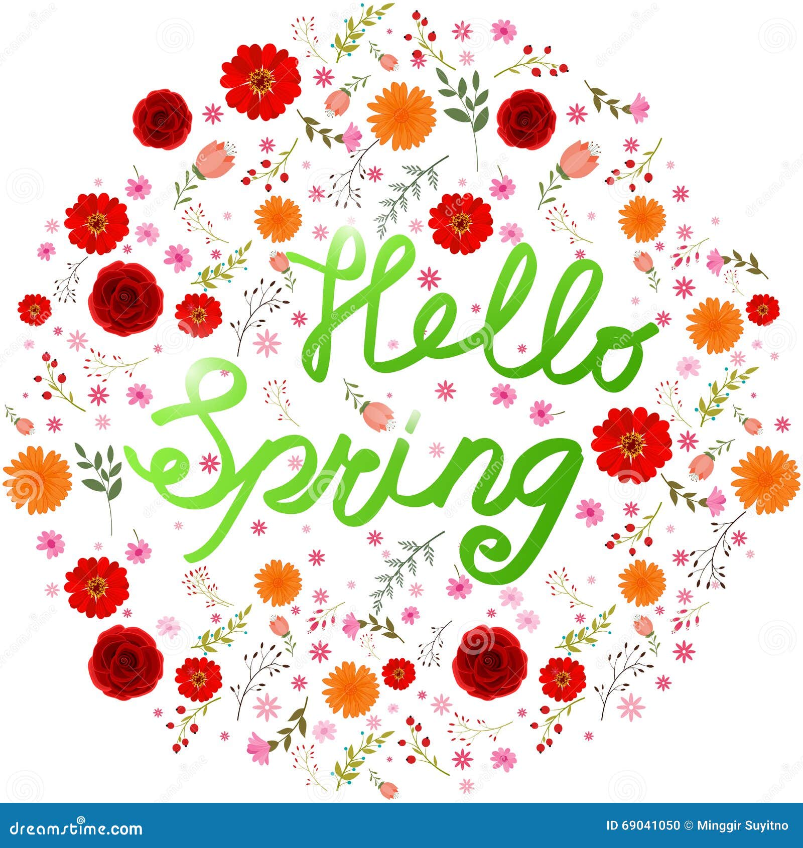 Beauty Spring Text with Colorful Flower Stock Vector - Illustration of ...