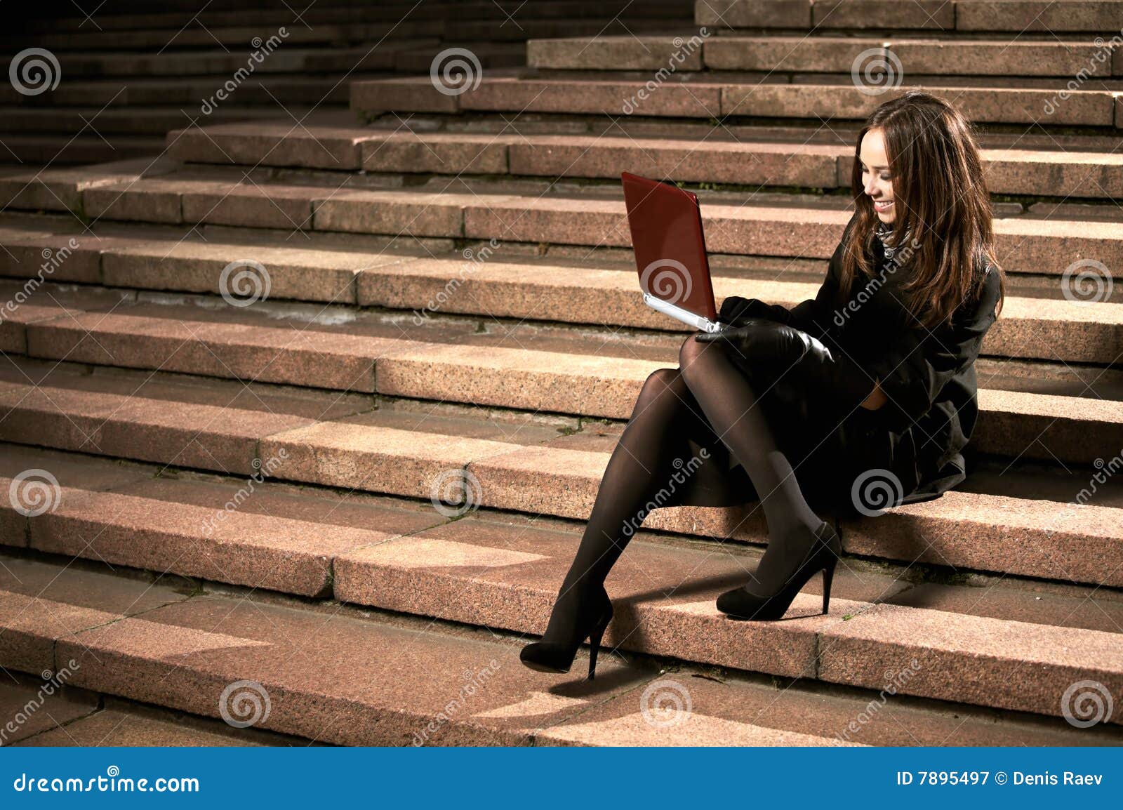 The beauty on steps stock image. Image of internet, reading - 7895497