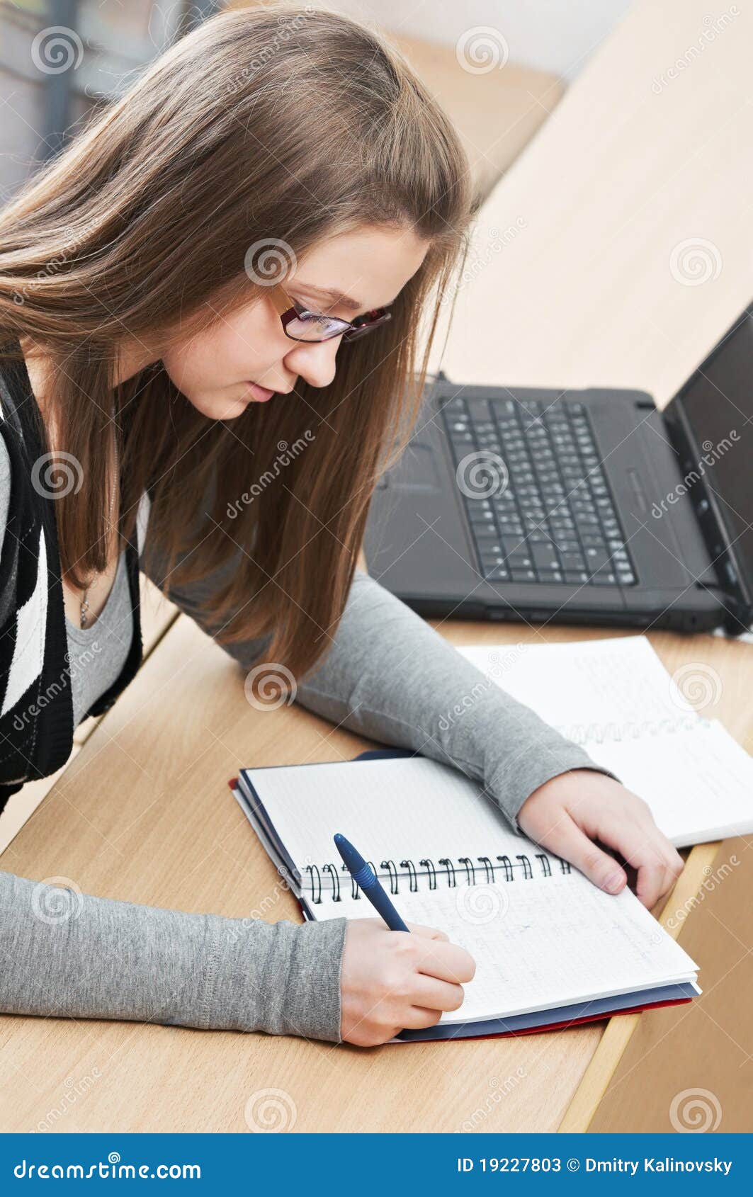 Beauty Student Girl Studying Stock Image - Image of joyful, computer ...