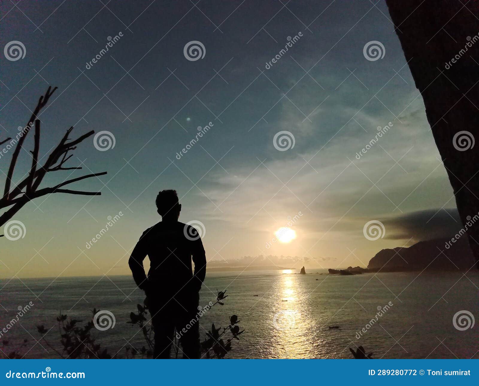 The Beauty of the Sunset at Payangan Beach Indonesia Stock Photo ...