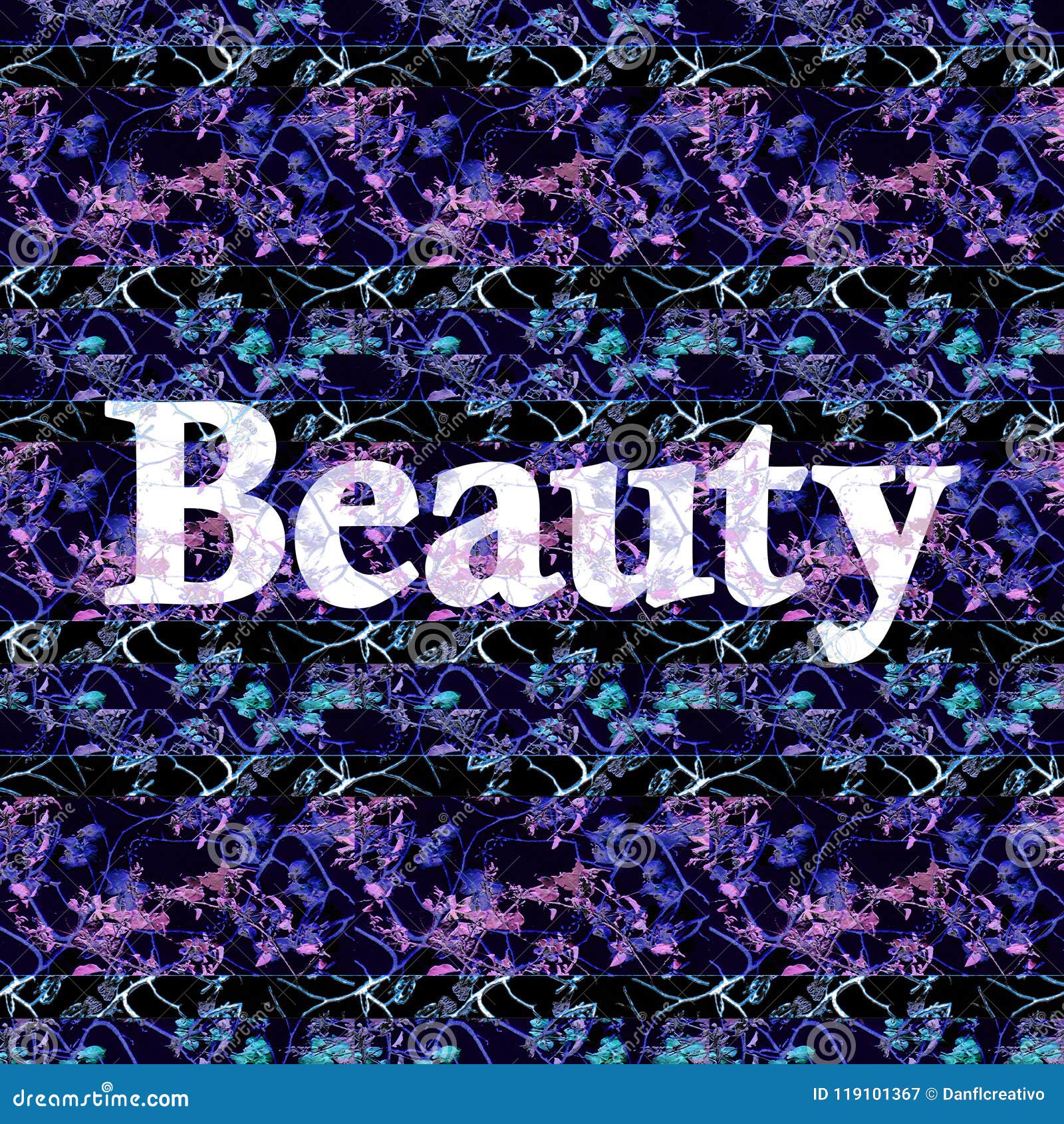 Beauty Text Over Dark Floral Pattern Stock Illustration - Illustration ...
