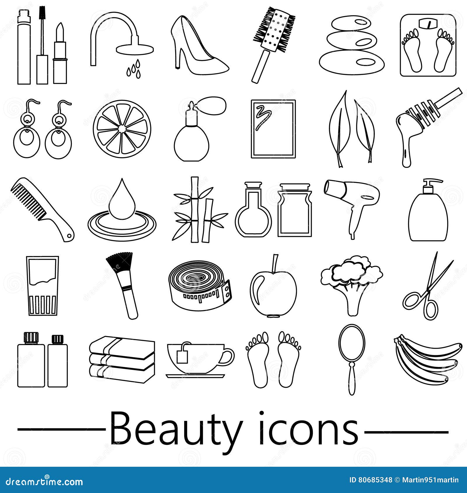 Beauty Theme Big Set of Various Outline Icons Eps10 Stock Vector ...