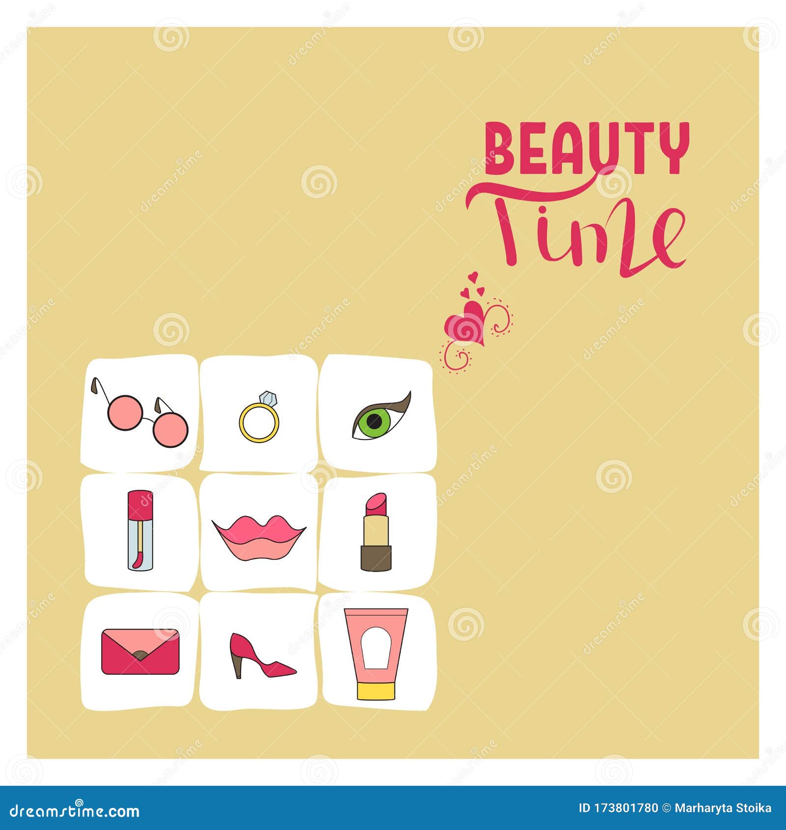 Beauty time card. stock vector. Illustration of fashion - 173801780