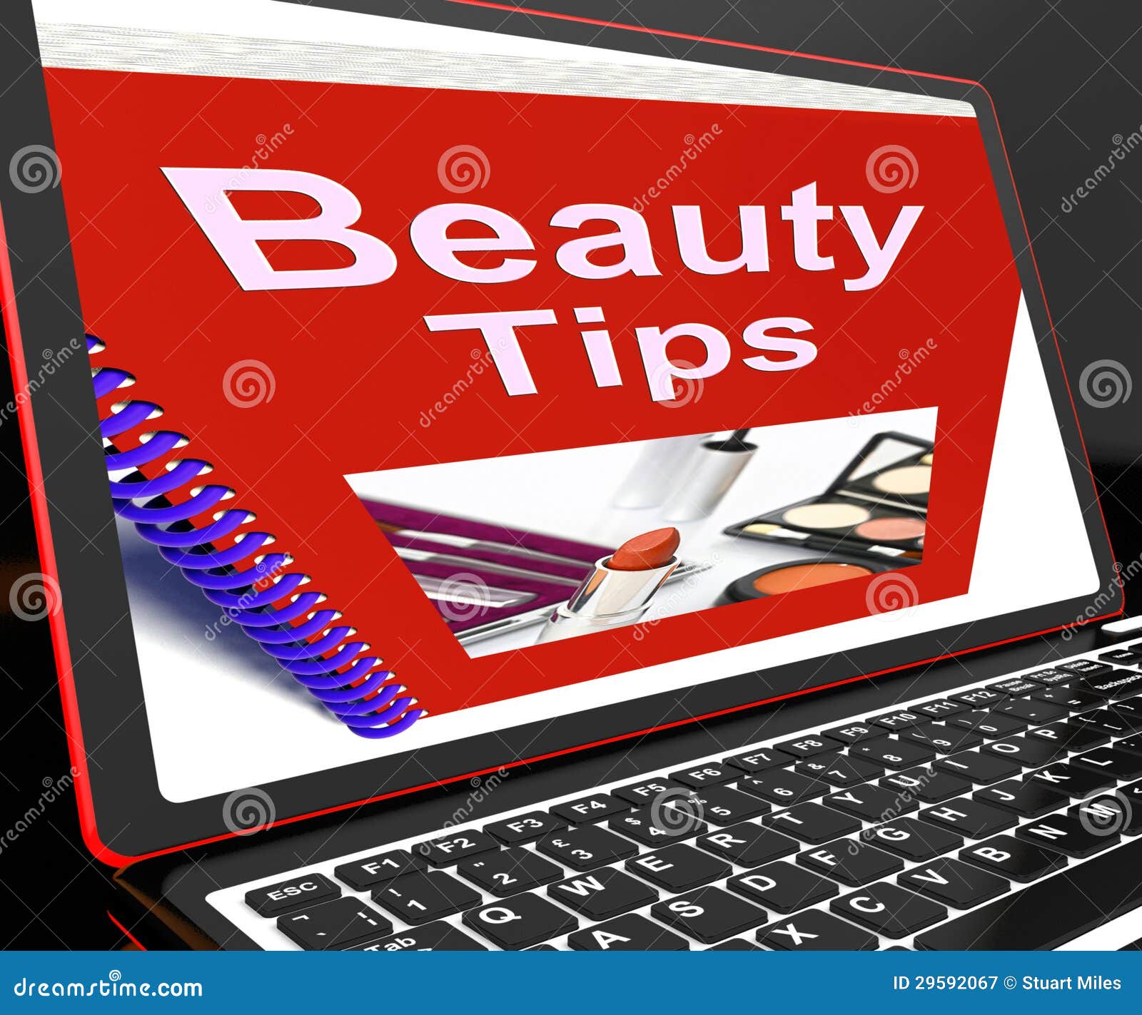 Beauty Tips on Laptop Showing Makeup Hints Stock Illustration ...