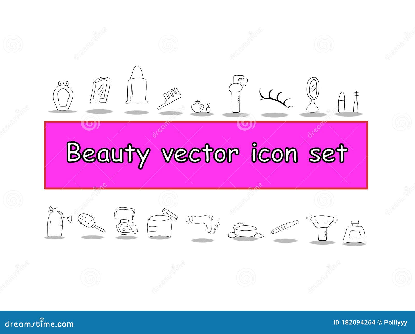 Beauty Vector Icon Set. Thin Simple Collection Illustration Black Stock ...