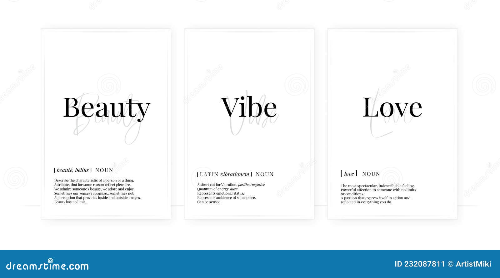 Beauty, Vibe, Love Definition, Vector Stock Vector - Illustration of ...