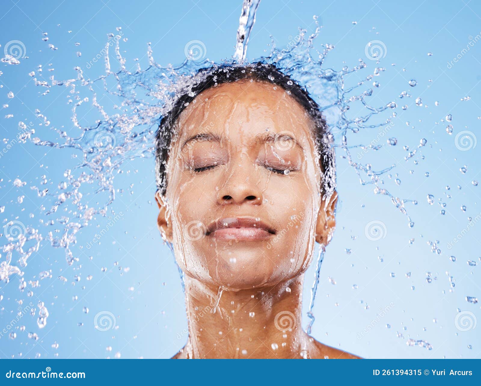 Beauty Water And Splash With Black Woman And Shower For Hydration