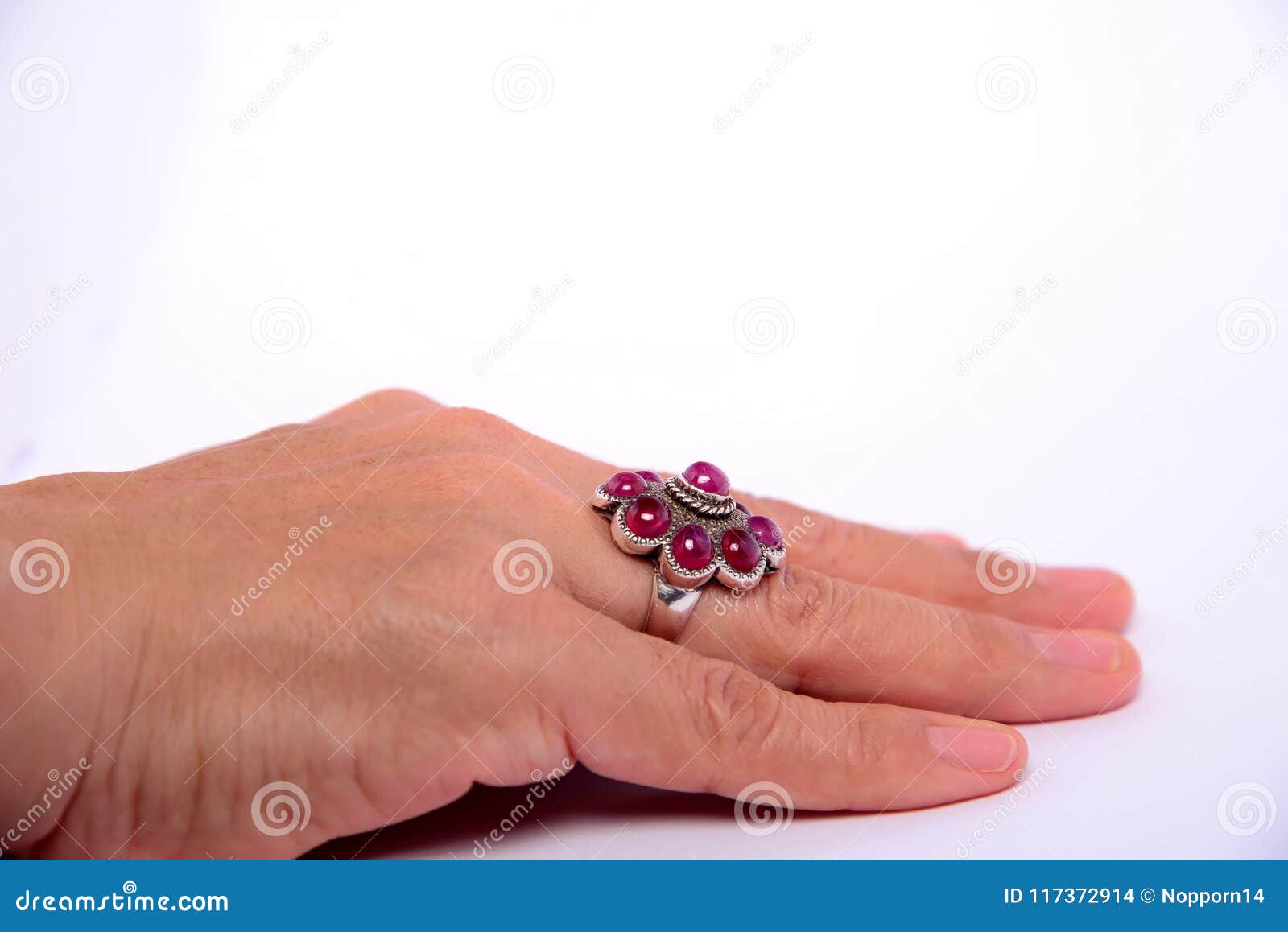 The Beauty Wedding Ruby Ring on Ring Finger. Stock Photo - Image of ...