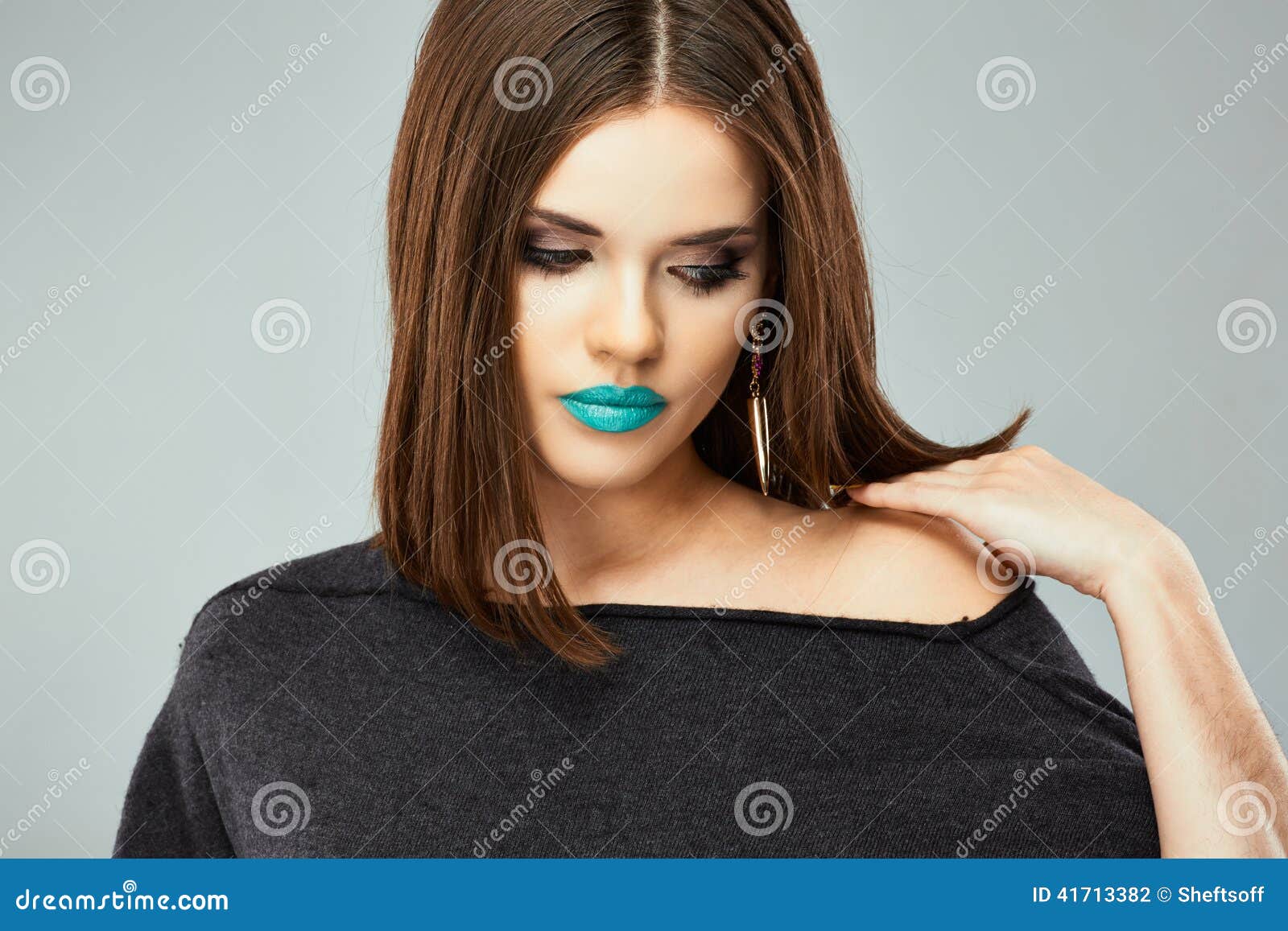 Beauty Woman with Blue Lips Stock Photo - Image of caucasian ...