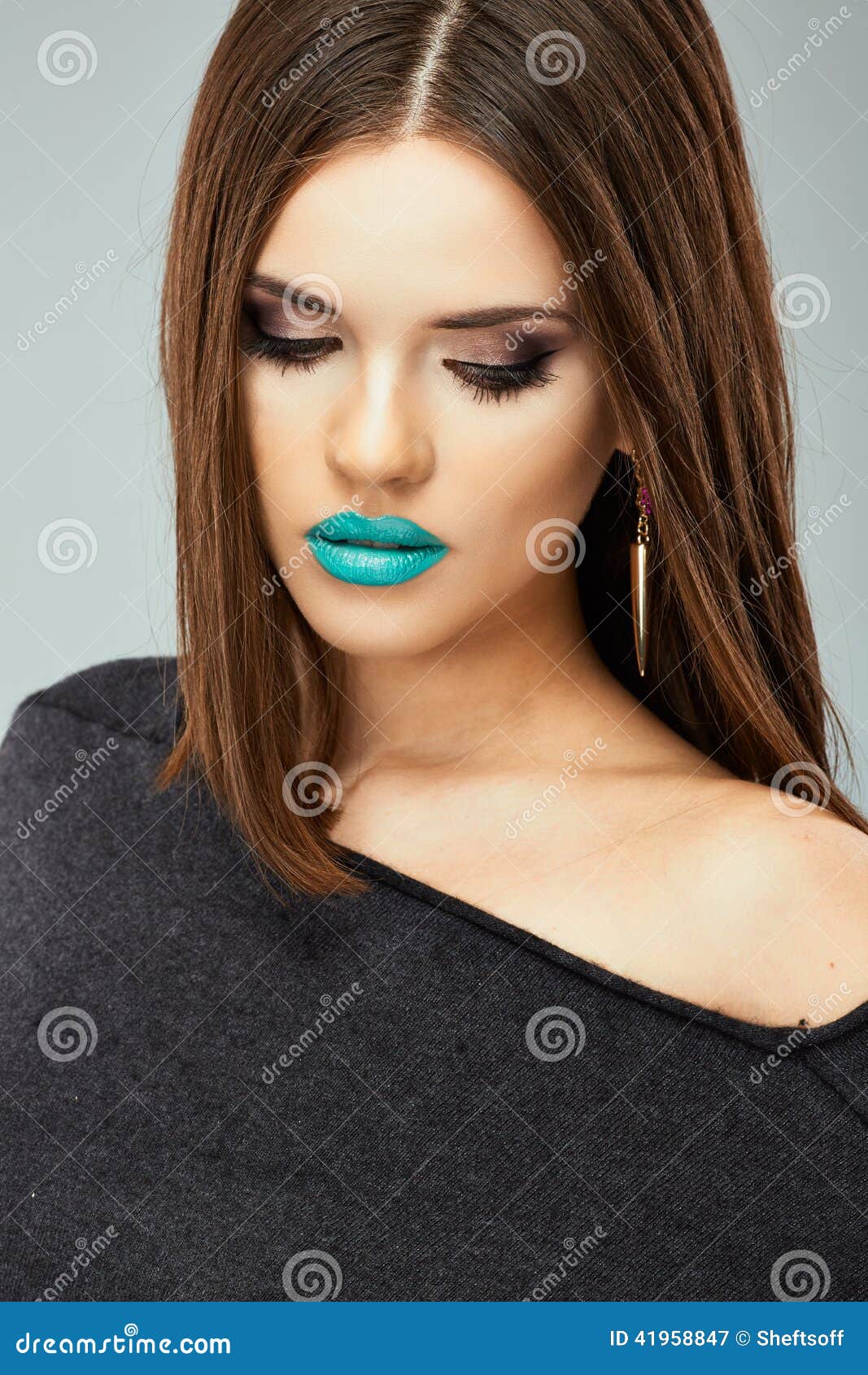 Beauty Woman with Blue Lips Stock Image - Image of beautiful, glamour ...