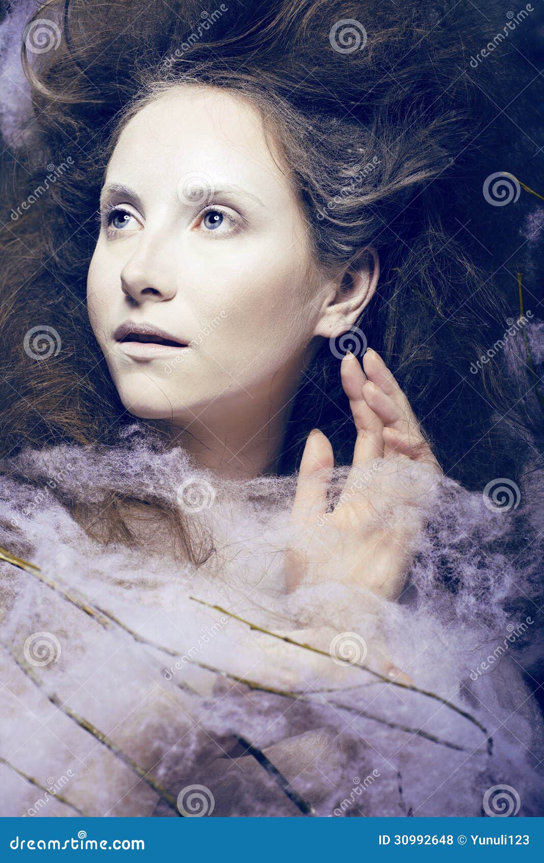 Beauty Woman with Creative Make Up Like Cocoon Stock Photo - Image of ...