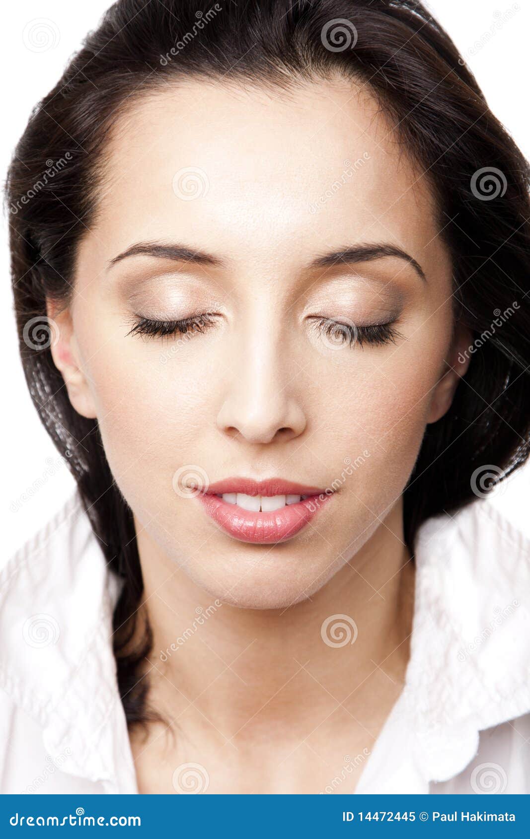 Beauty Woman Face with Eyes Closed Stock Image - Image of smiling, nose ...