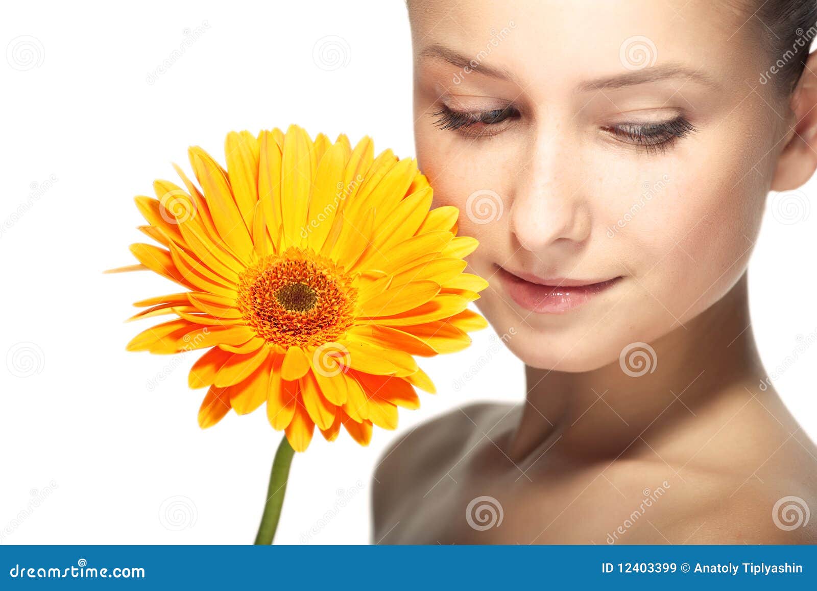 Beauty woman with flower stock image. Image of glamour - 12403399