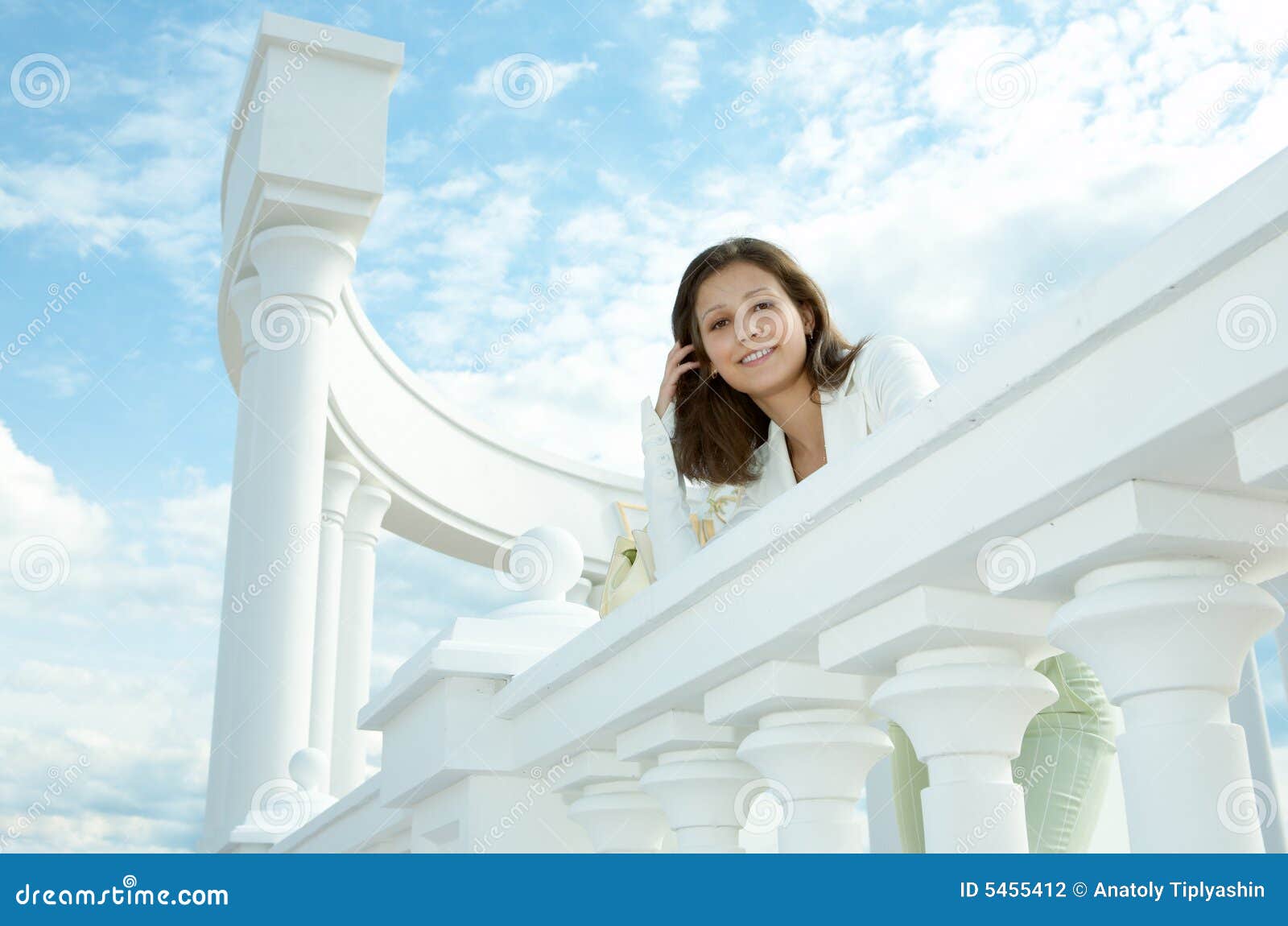 Beauty Woman on Historic Building Stock Photo - Image of construction ...