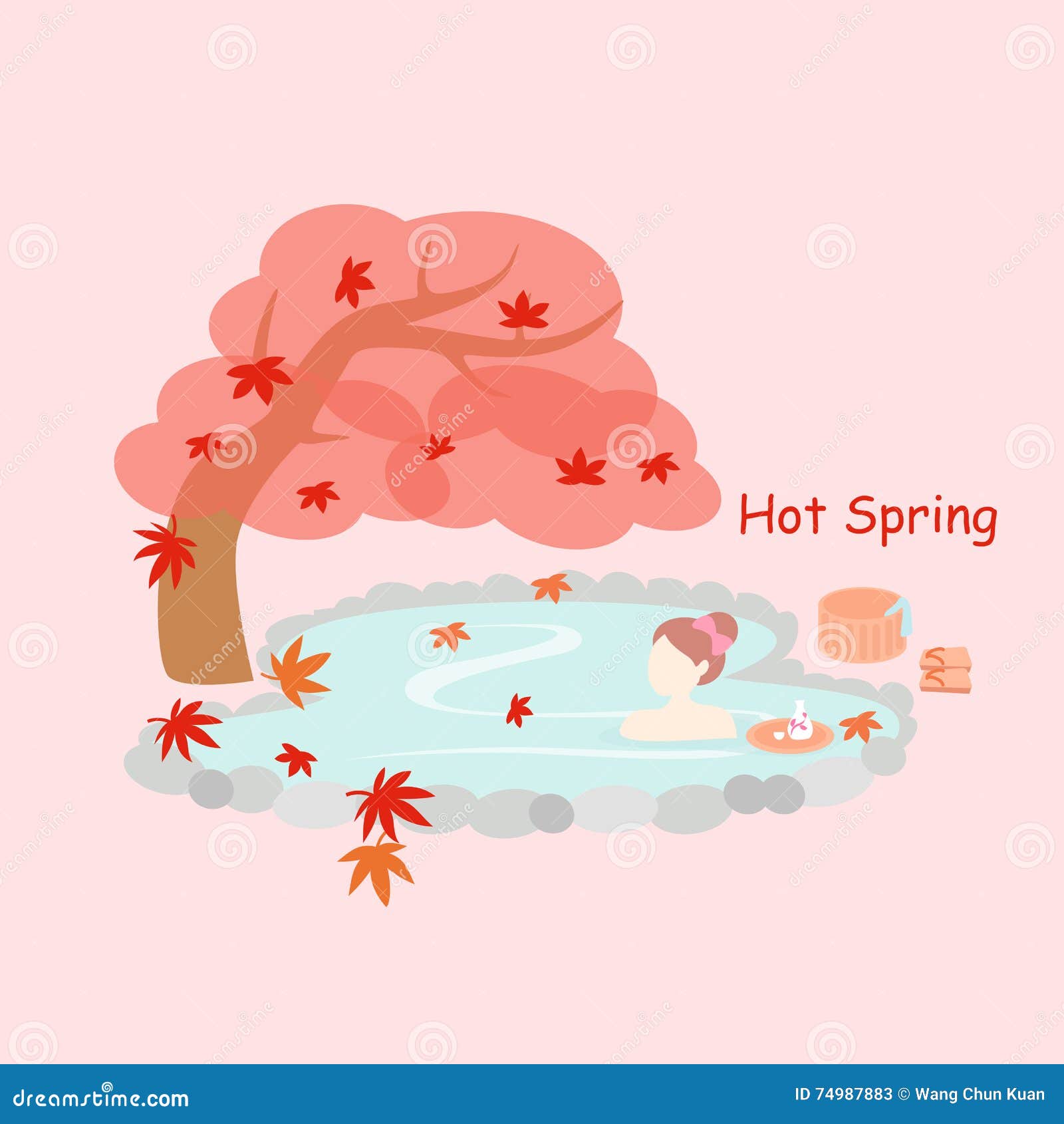 Beauty Woman with Hot Spring Stock Vector - Illustration of colorful ...