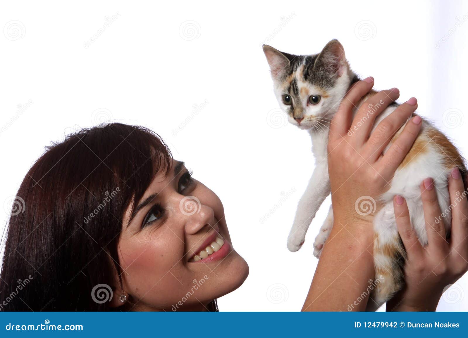 Beauty Woman and Kitten stock photo. Image of kitten - 12479942