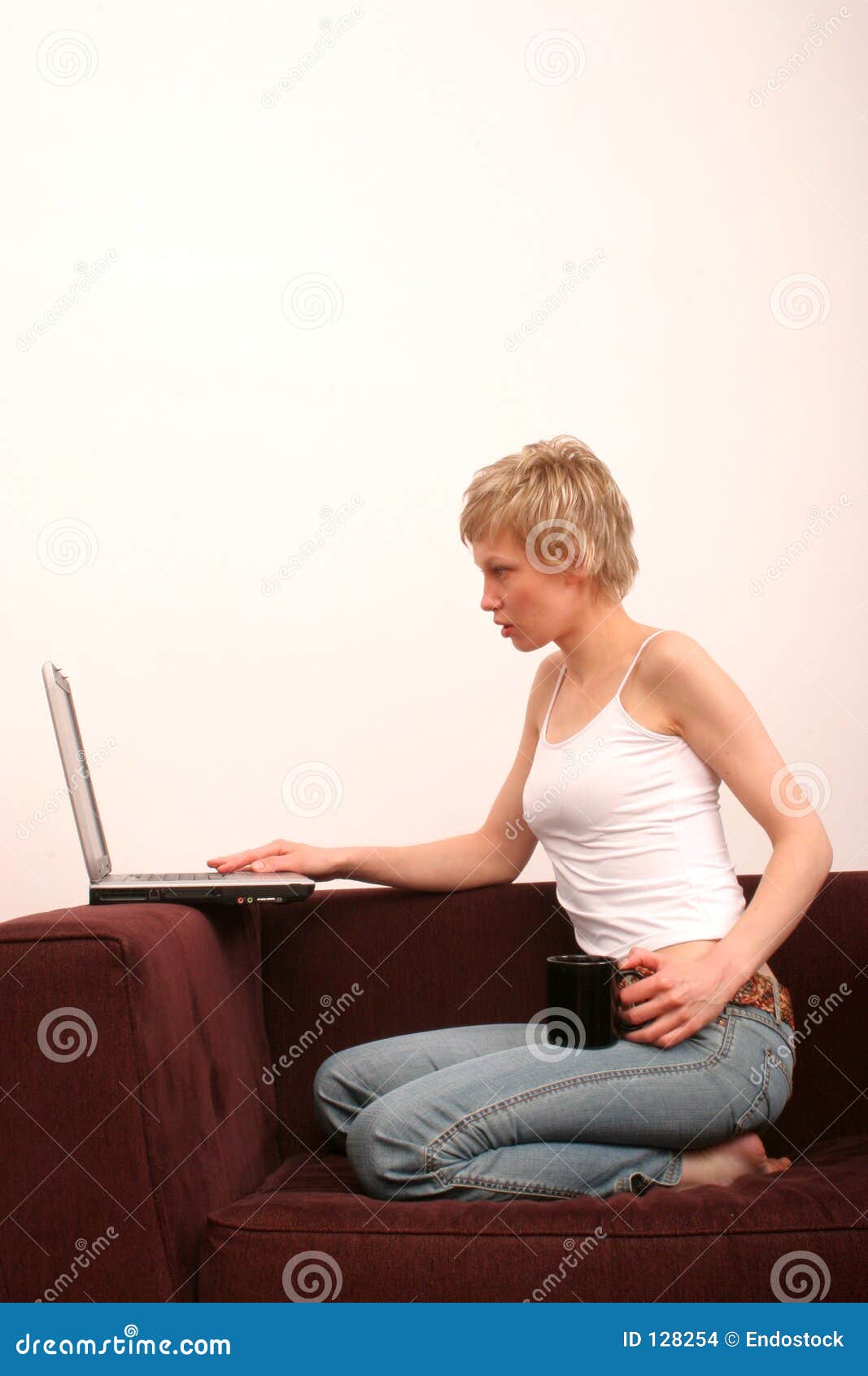 Beauty woman with laptop stock photo. Image of home, casual - 128254