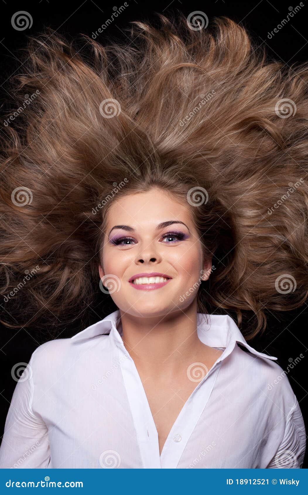 Beauty woman lay and smile stock image. Image of curly - 18912521