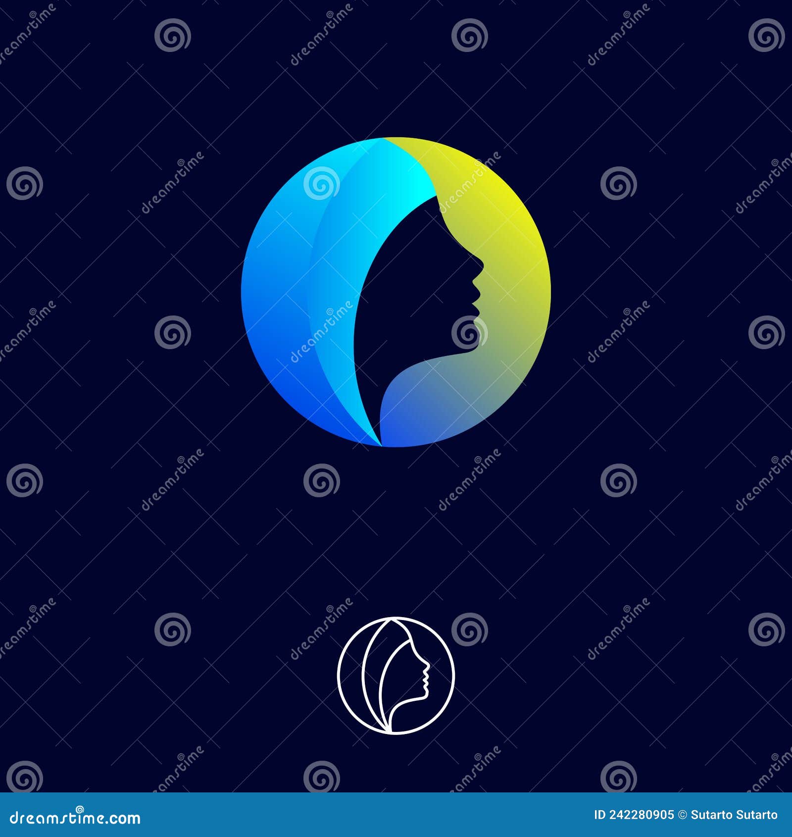 Woman and Staring at the Moon Logo Stock Vector - Illustration of ...